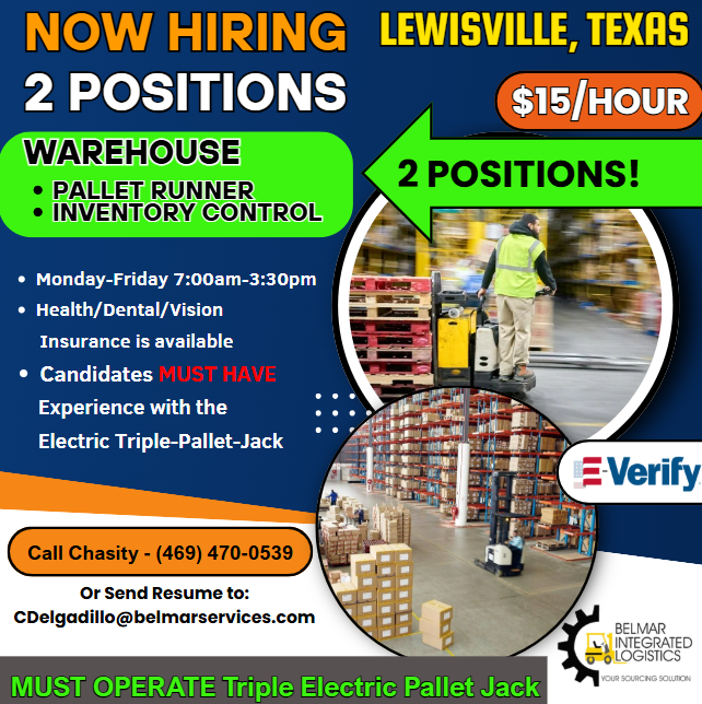 Belmar Integrated Logistics- $15/HR - Warehouse Inventory Control ...